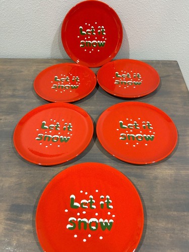 Waechtersbach Germany Christmas Tree Let It Snow Plates 8" Set of 6 | eBay