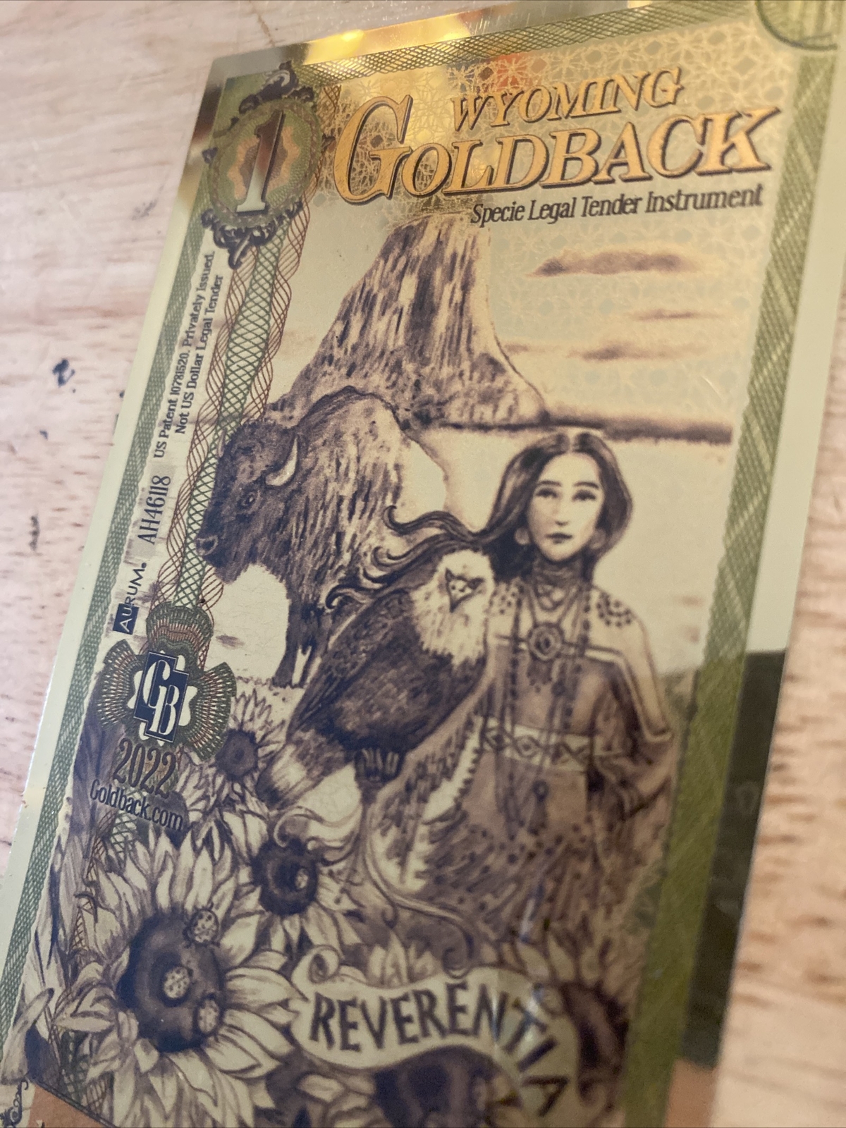 Wyoming Goldback 1/1000th 24k Gold Troy Oz Aurum Collector Currency AU ...