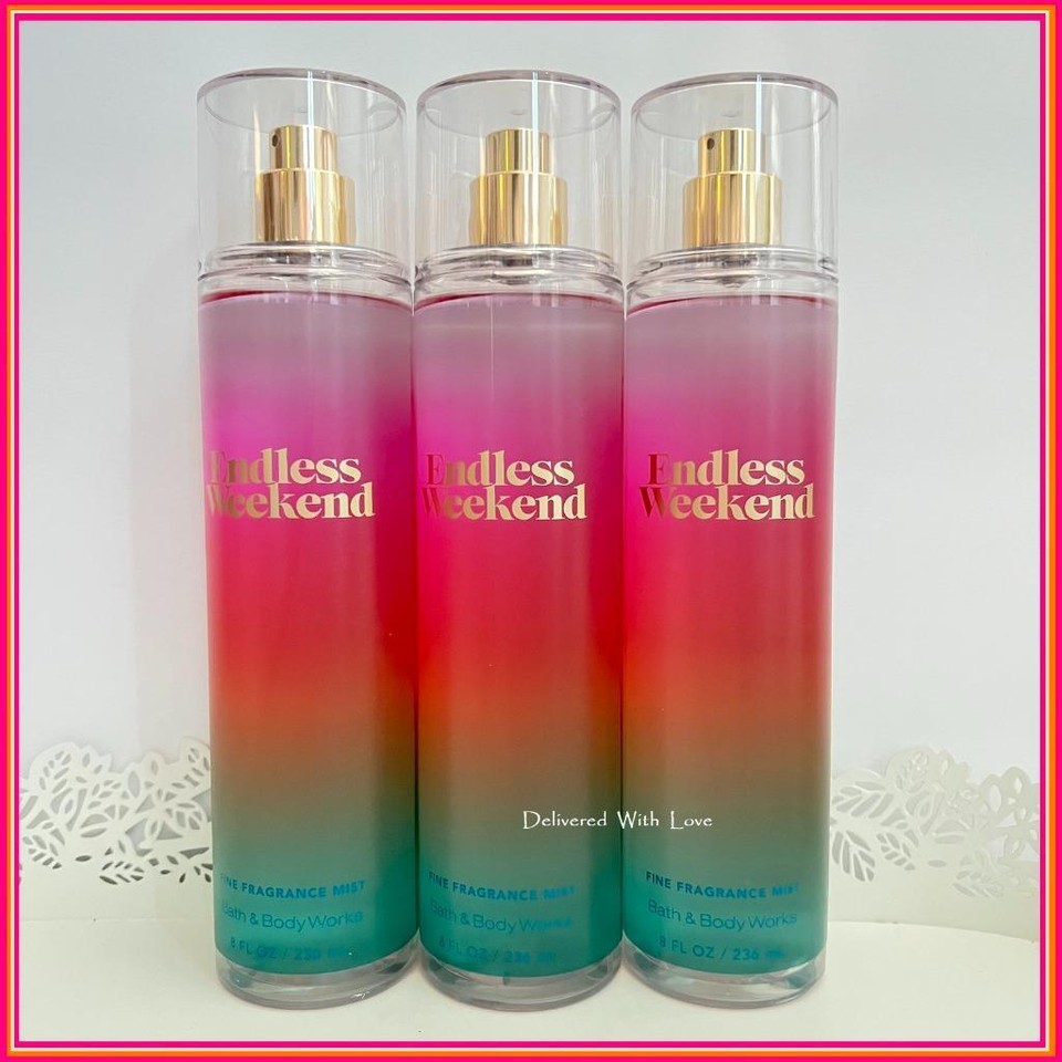 3 x Bath & Body Works ENDLESS WEEKEND Fine Fragrance Body Mist 8 Oz SET ...