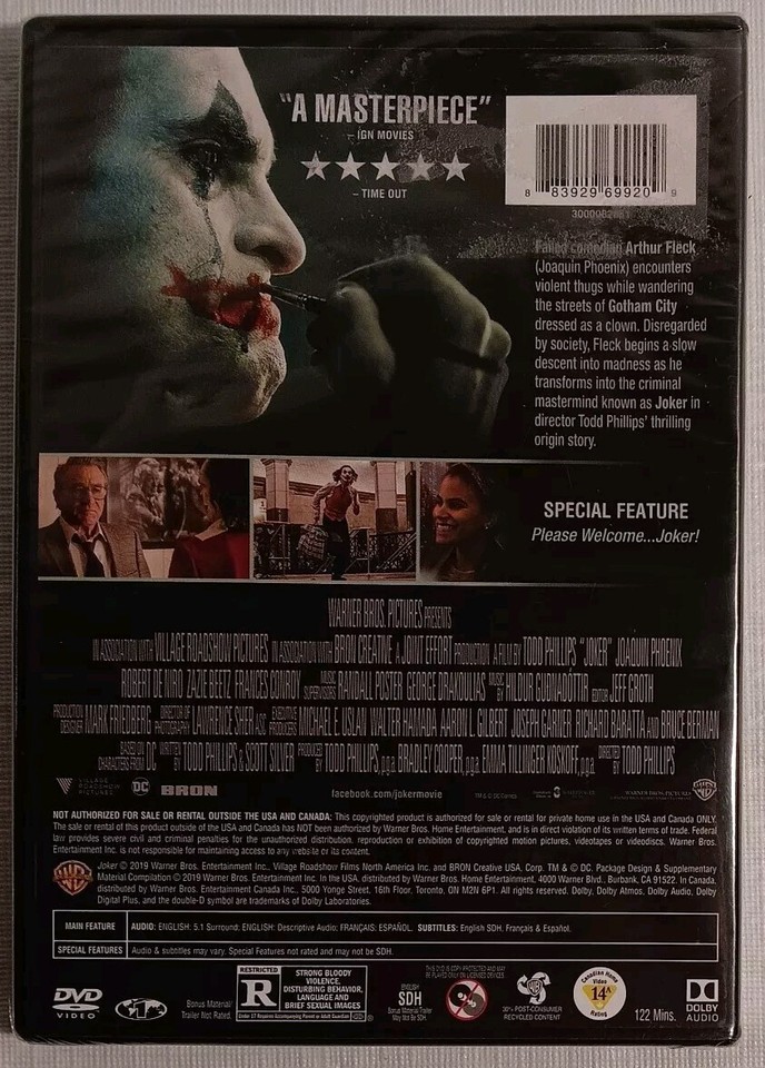 Joker DVD (2019, Plus Bonus Disc) Brand New/Sealed - Free Shipping ...