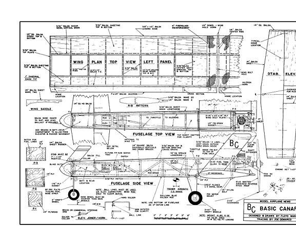 Basic Canard Trainer Plane 60" WS RC Model Airplane Printed Plans ...