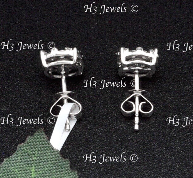 14k Solid White gold diamond stud earring cluster 0.85 ct VS Quality | eBay