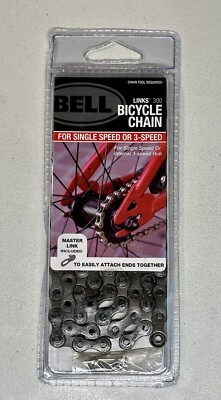 Bell Links 300 Single or 3 Speed Bicycle Chain With Master Link 1/2” x ...