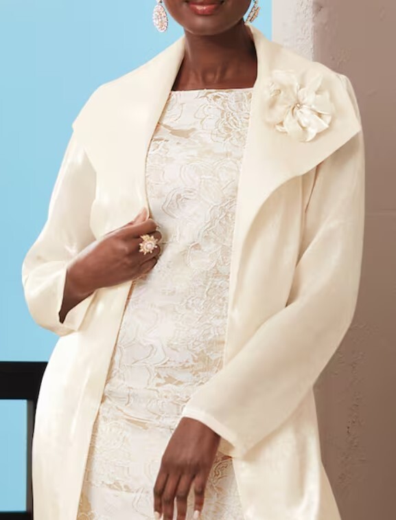 20W PLUS Ashro Ivory Spring Formal Wedding Church Omaye Organza Jacket ...