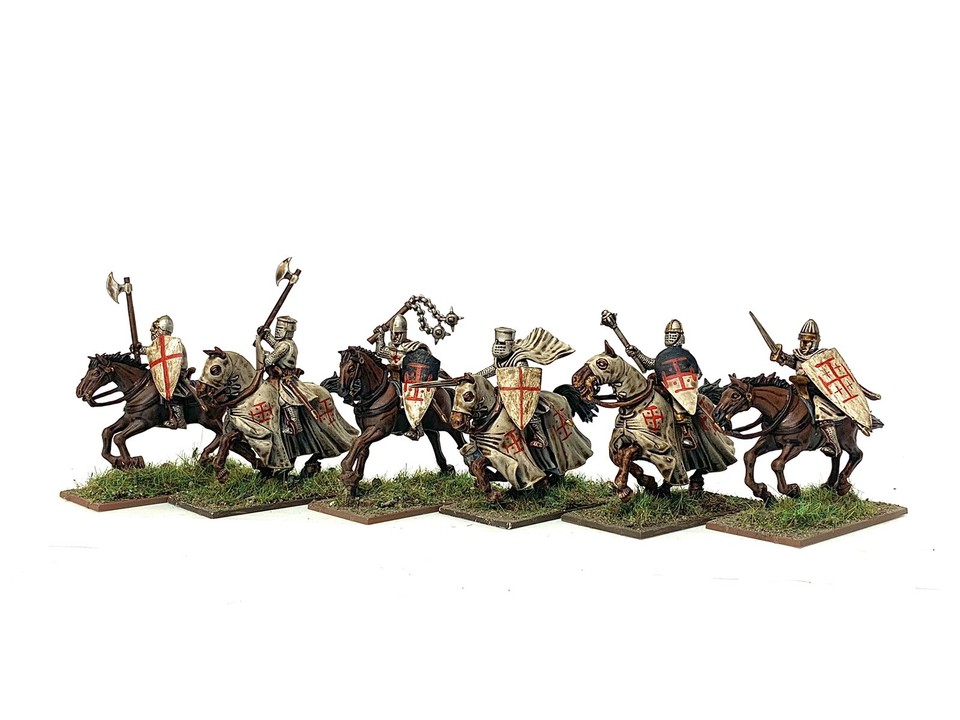 KNIGHTS TEMPLAR MOUNTED ARMY 12 28mm painted historical wargames ...