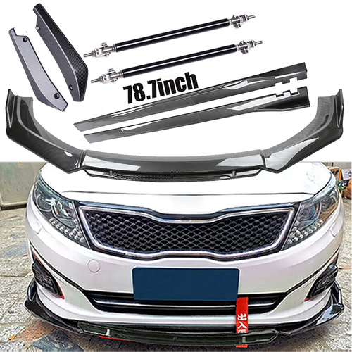 Carbon Fiber Side Skirt Rear & Front Bumper Lip Splitter Rods For Kia ...