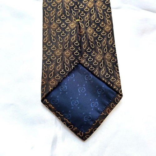 GUCCI Necktie Tie 39.37in Brown GG Pattern Silk Luxury | eBay