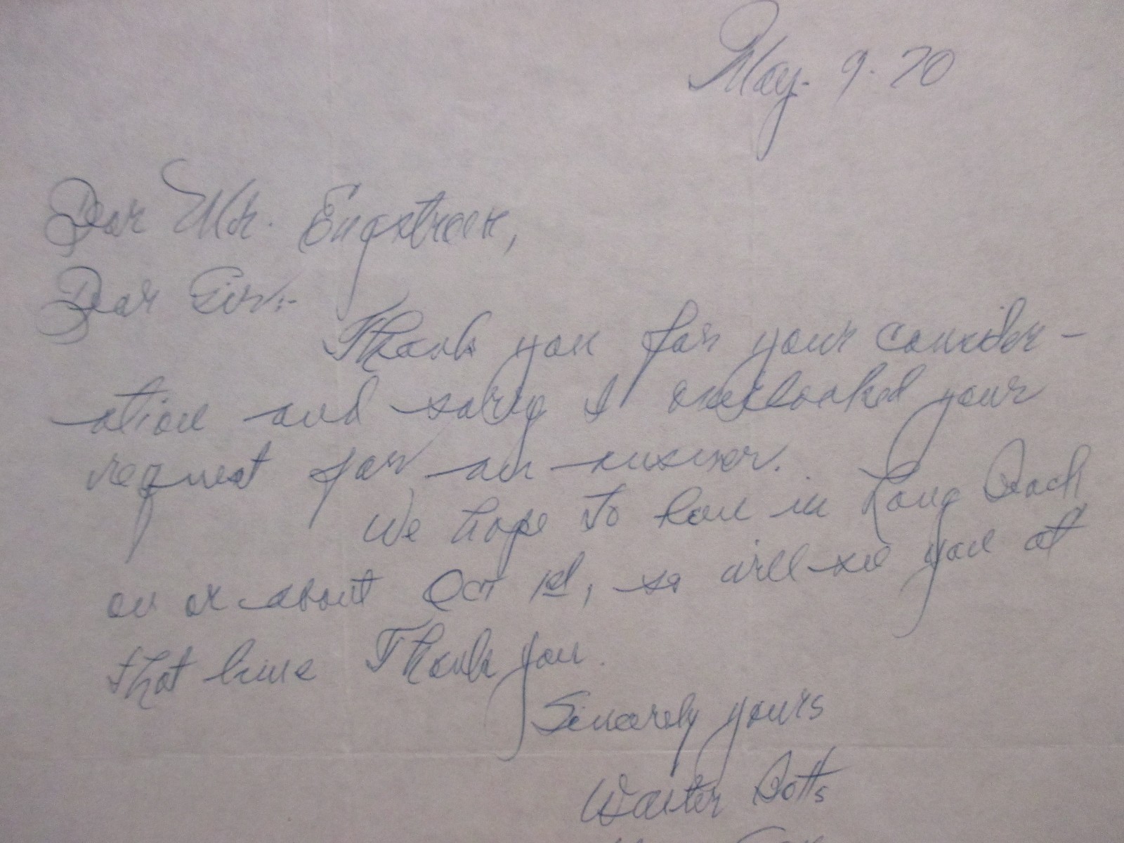 WALTER BOTTS (Died-1972) Uncle Sam Poster)Signed 1970 Letter(+Business ...