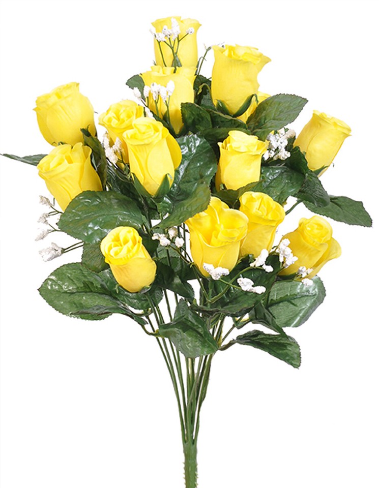 14 Artificial Rose Buds Bush Silk Wedding Flowers Bouquet Party Decor ...