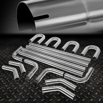 2.5"OD DIY CUSTOM EXHAUST PIPE KIT 16-PIECES STRAIGHT & 45 90 DEGREE ...