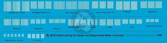 Peddinghaus 1/48 Kill Rings German Tank and FlaK Gun Barrel Markings ...