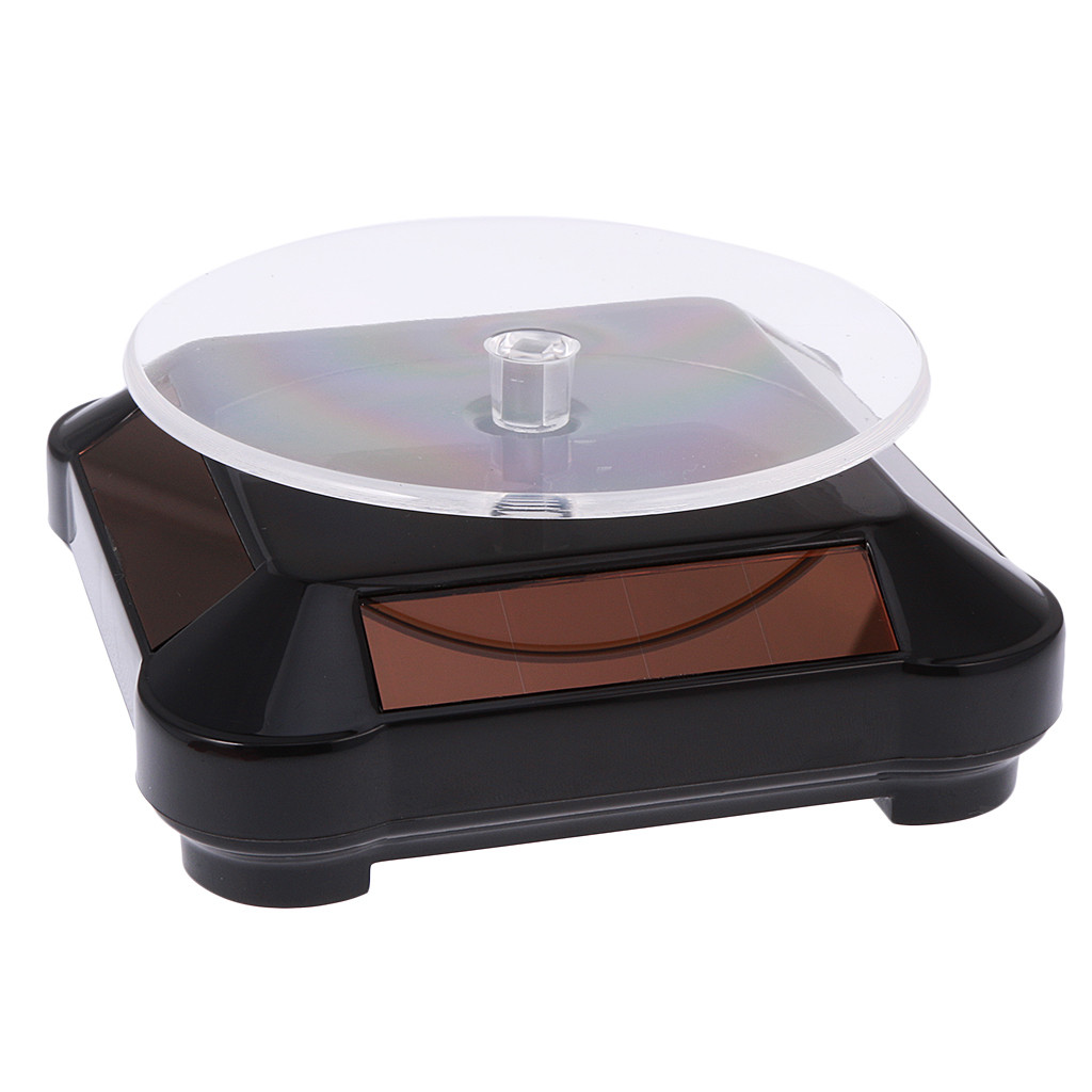 Solar Power Jewelry Rotary Display Stand Turn Table w/ 4Sides Panels ...