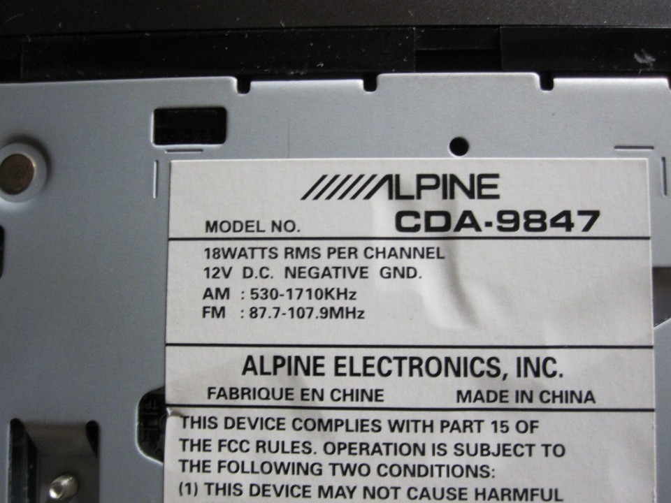 Alpine CDA-9847 CD Player In Dash Receiver- Tested Working, Excellent ...