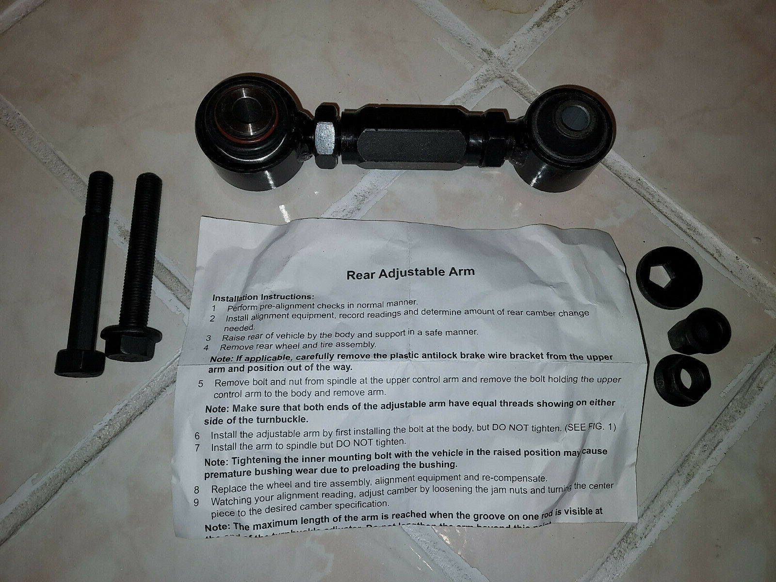 Adjustable Rear Lower Toe Control Arm Bar Rod Kit Lowering suspension ...