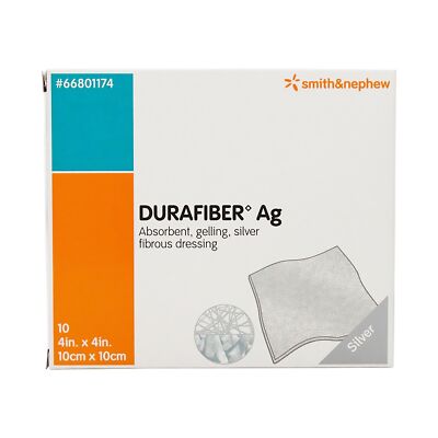 Durafiber Ag Gelling Fiber Dressing 4" x 4" BX of 10 | eBay