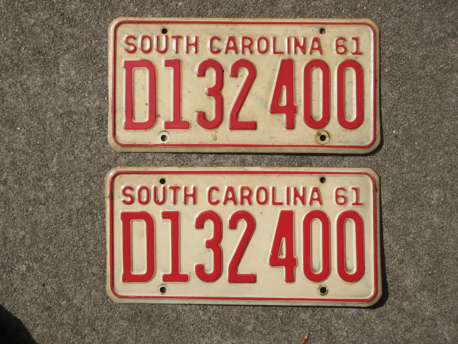1961 South Carolina License Plate Pair D 132400 Set Ford Chevrolet ...
