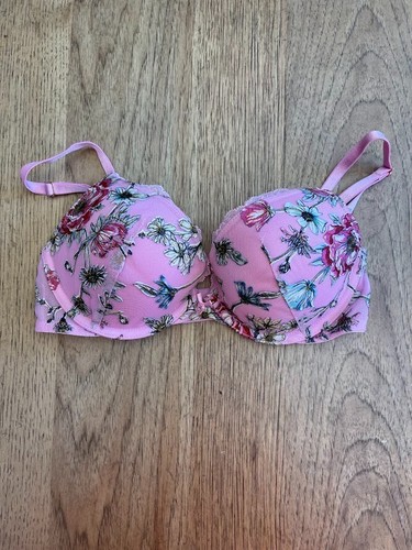 Victoria's Secret Lilac Floral Mesh 32B Dream Angels Push Up Padded Bra ...