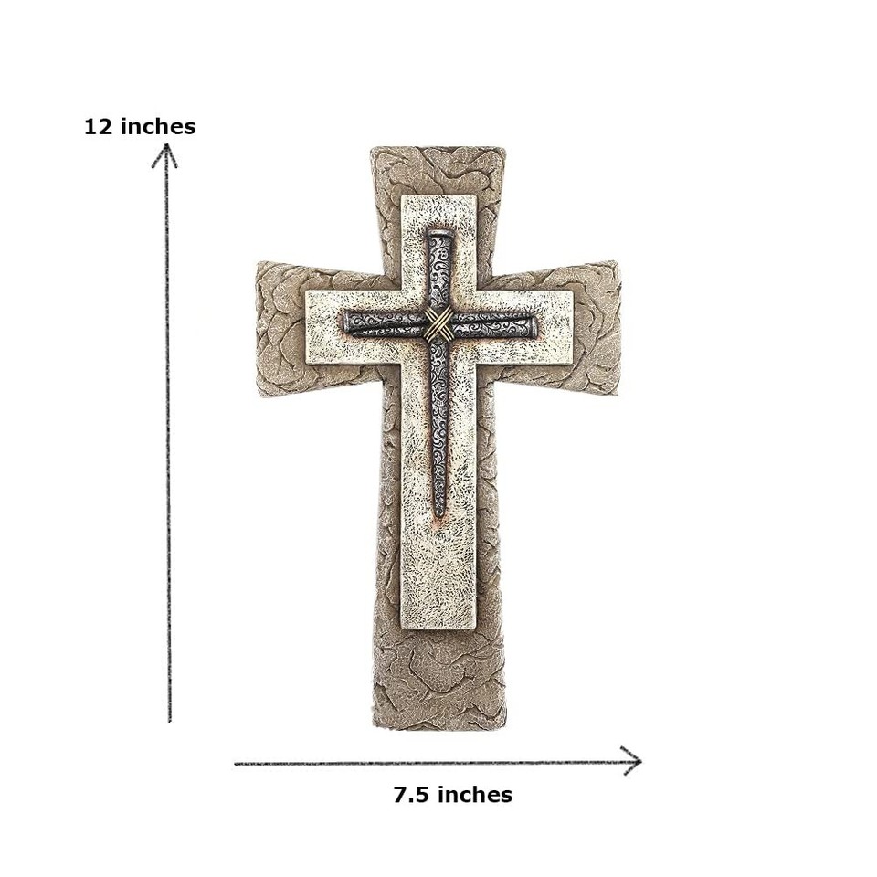 Faith and Hope Collection Faux Stone with Nail Wall Cross, Religious ...