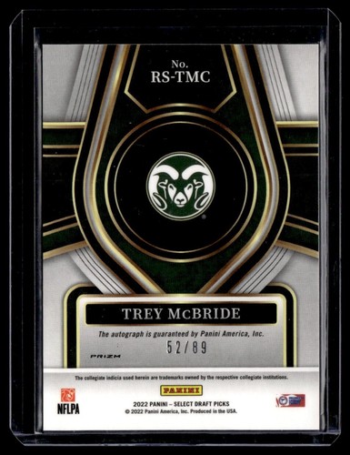 2022 Panini Select Draft Picks - Rookie Signatures Trey McBride #RS-TMC ...