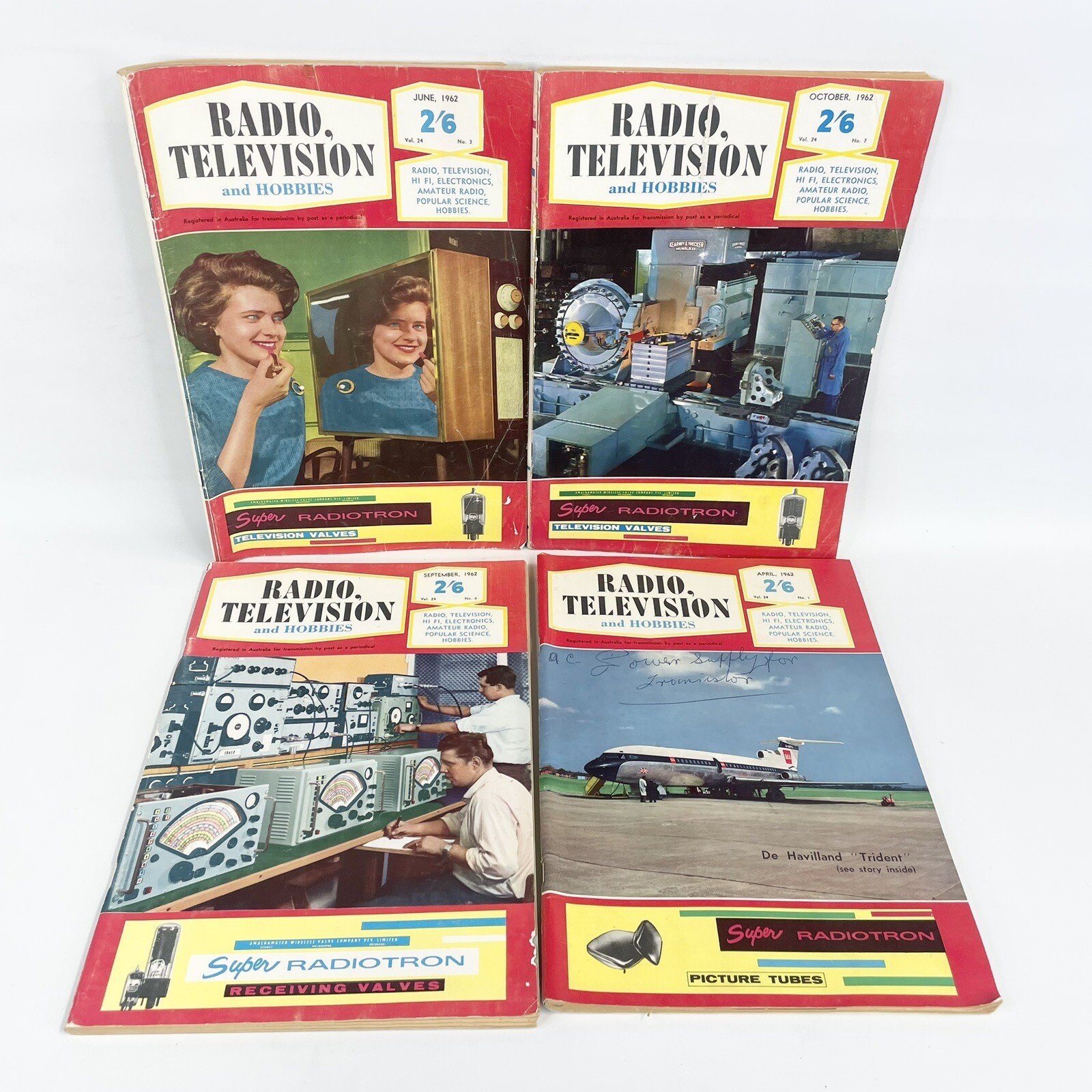 Vintage 1961 and 1962 Radio, Television and Hobbies Magazine Bundle x8 ...