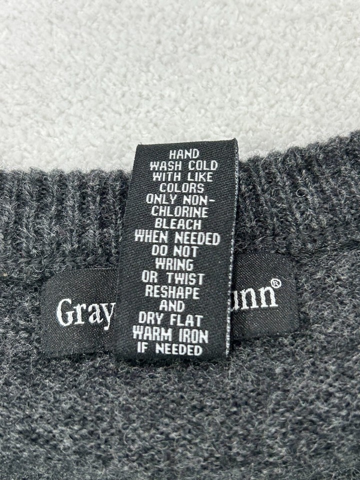 GRAYSON & DUNN 100% Lambs Wool Sweater Men M Gray V Neck Grandpa Core ...