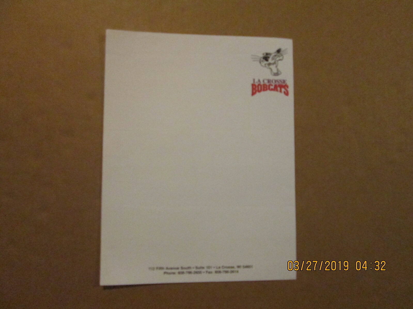 CBA La Crosse Bobcats Vintage Defunct Team Logo Unused Basketball ...