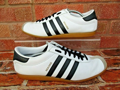 VINTAGE ADIDAS ORIGINALS REKORD TRAINERS SIZE 9 WHITE LEATHER / BLACK ...