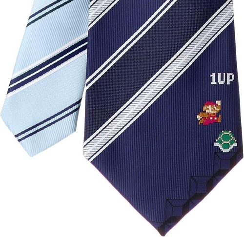 Super Mario Bros Stripe Necktie Tie Navy x Blue Videogame Nintendo ...