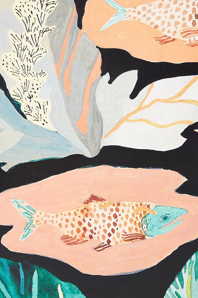Anthropologie Wallpaper MICHELLE MORIN Mural SALMON RUN SureStrip 7.5 ...