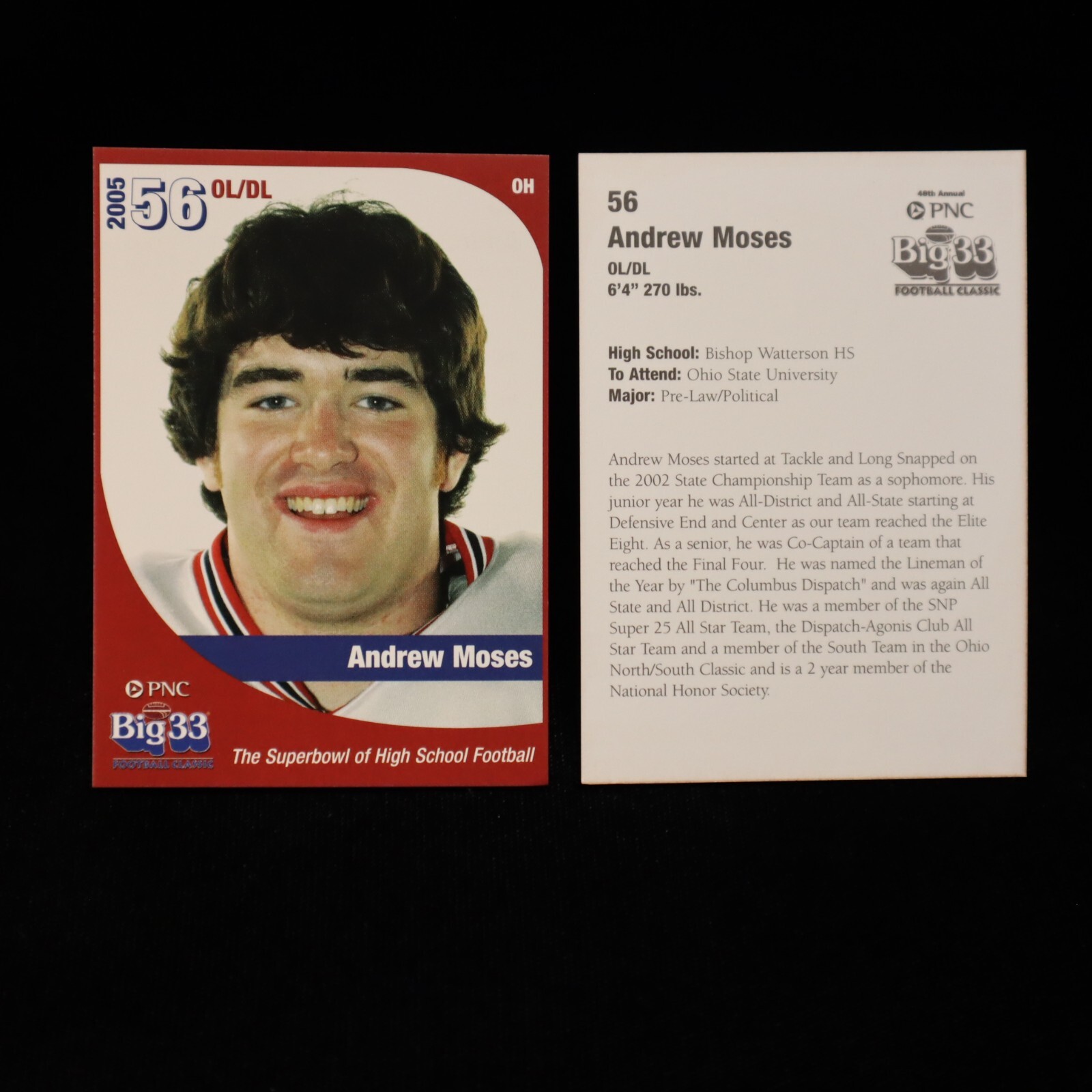 2005 Andrew Moses Big 33 Ohio "RED" High School Football #OH56 | eBay