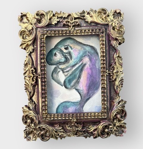 Manatee mini watercolor print of original painting in vintage style ...