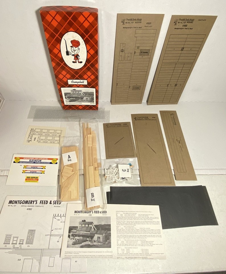 Campbell HO Scale Model Kit 419 Montgomery Feed & Seed Undone Railroad ...