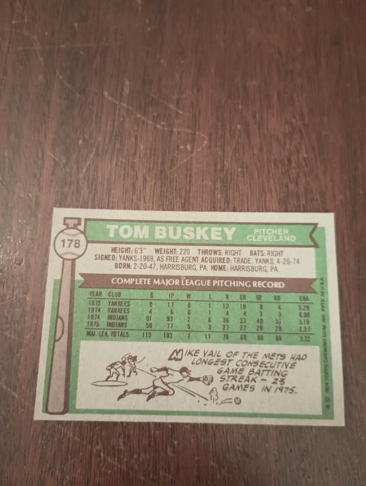 1976 Topps #178 Tom Buskey (NM-MT) | eBay