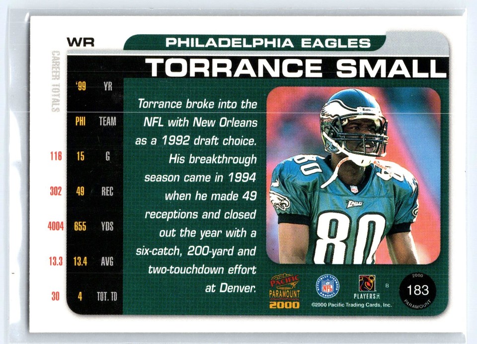 2000 Pacific Paramount #183 Torrance Small /130 Philadelphia Eagles | eBay