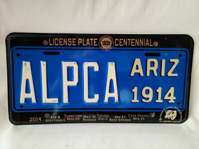 2014 Arizona Centennial 1914 2014 ALPCA Souvenir License Plate 0322 | eBay