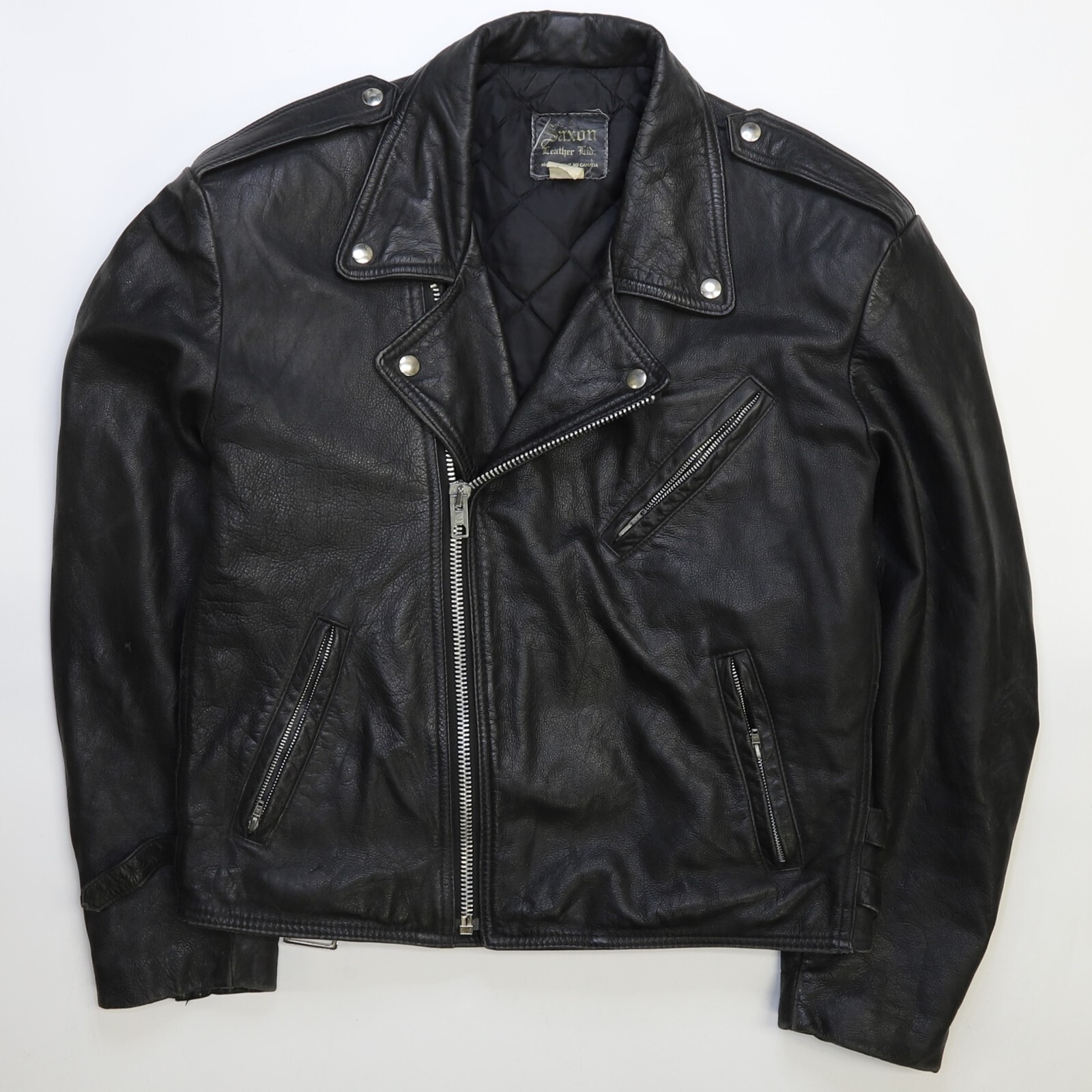 Vintage Saxon Leather Classic Motorcycle Jacket Size … - Gem
