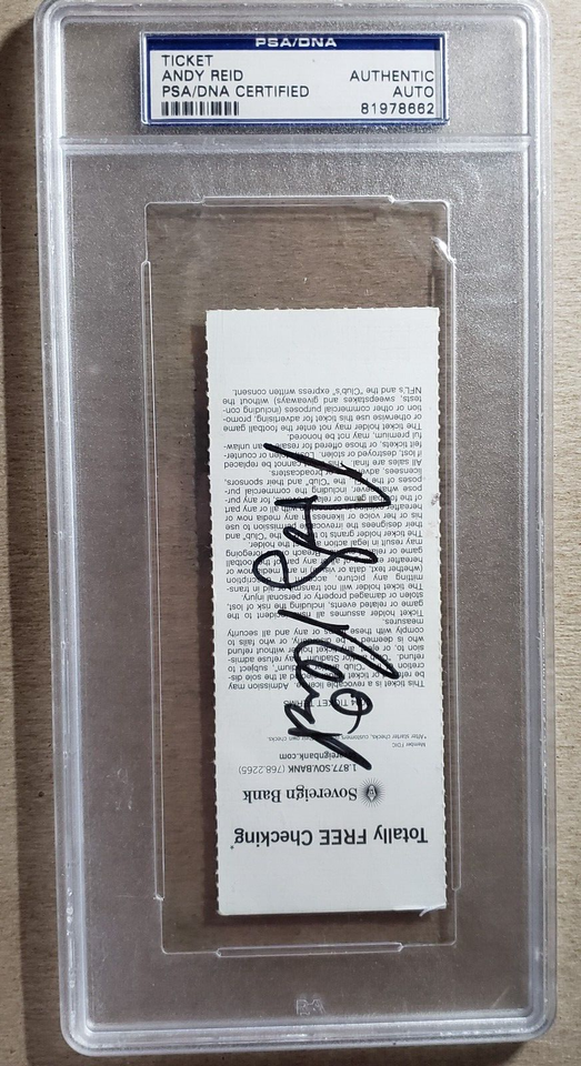Andy Reid Signed Ticket Authentic Auto PSA/DNA Certified Autograph | eBay