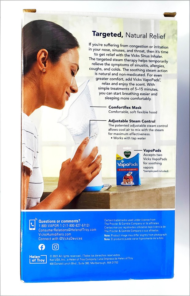 Vicks Sinus Inhaler with Variable Steam Control & Soft Mask ...