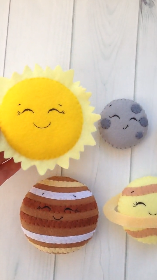 Solar System Felt Toy Sun Planets Baby Gift Nursery Crib Decor ...