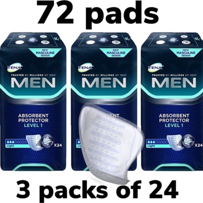 Tena Men Level 1 Absorbent Protector 3 Packs of 24 72 Guards ...