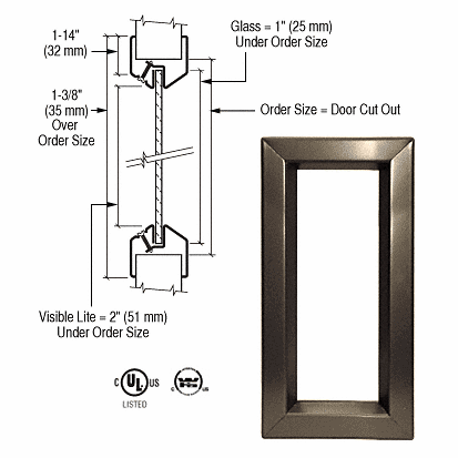 CRL 5" x 35" Door Vision Lite, Fire Rated, Bronze Powder Coat Finish | eBay