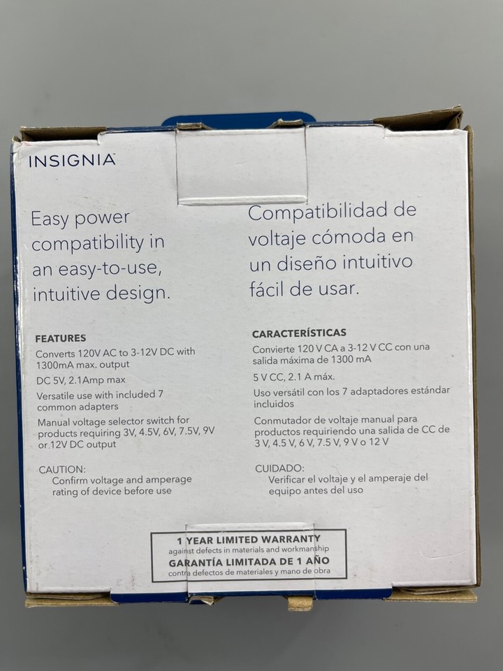 New Insignia Multi-Voltage Universal AC Adapter w/ 7 Tips & USB Port ...