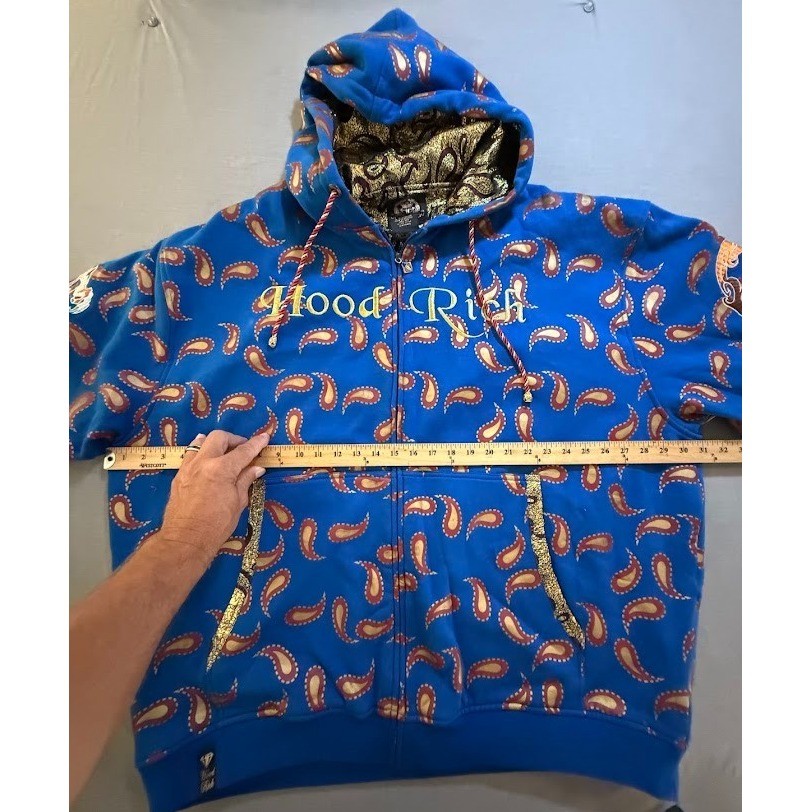 Hood Rich Hood Rock Sweatshirt Japanese Warrior Mens 4XL Blue Zip Long ...