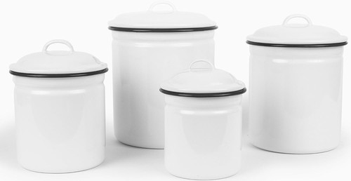 Enamelware Canister Set 4 Piece Vintage White/Dark Gray | eBay