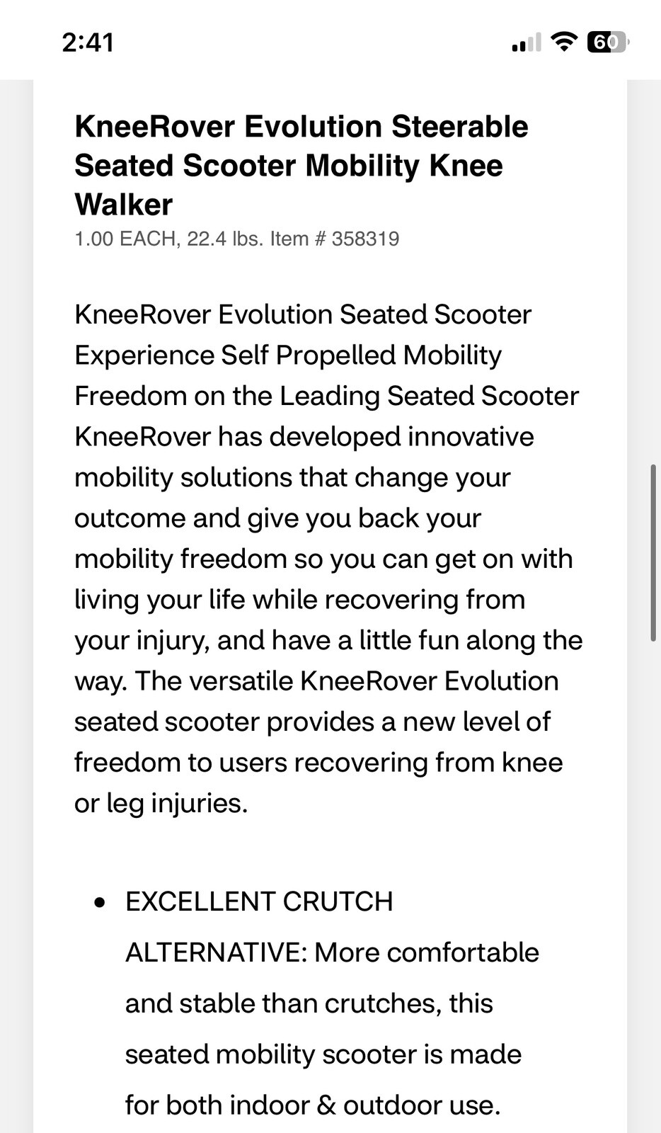 KneeRover® Steerable Seated Knee Scooter | eBay