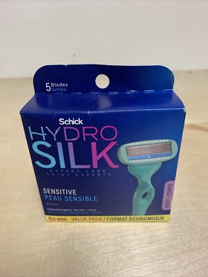 Schick Hydro Silk 5-Blade Sensitive Care Razor Cartridge Refills 6 ...
