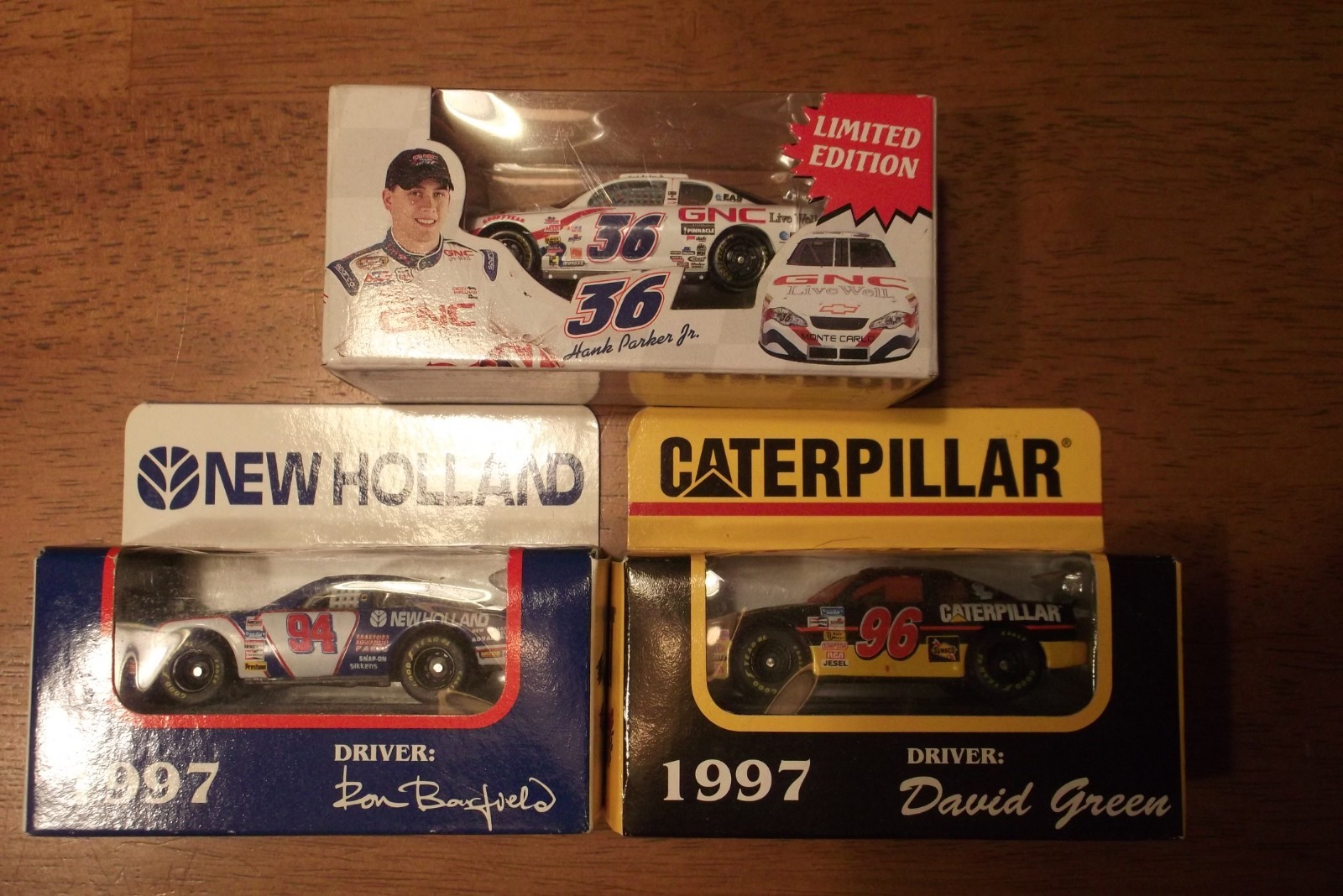 RON BARFIELD / DAVID GREEN / HANK PARKER JR. 3 CARS UNOPENED 1/64 SCALE ...
