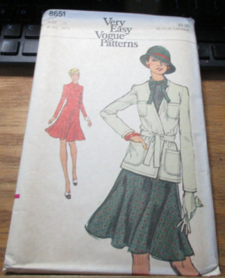 Vintage Vogue 8651 Misses' Dress 10 Sewing Pattern Uncut Dress Jacket ...