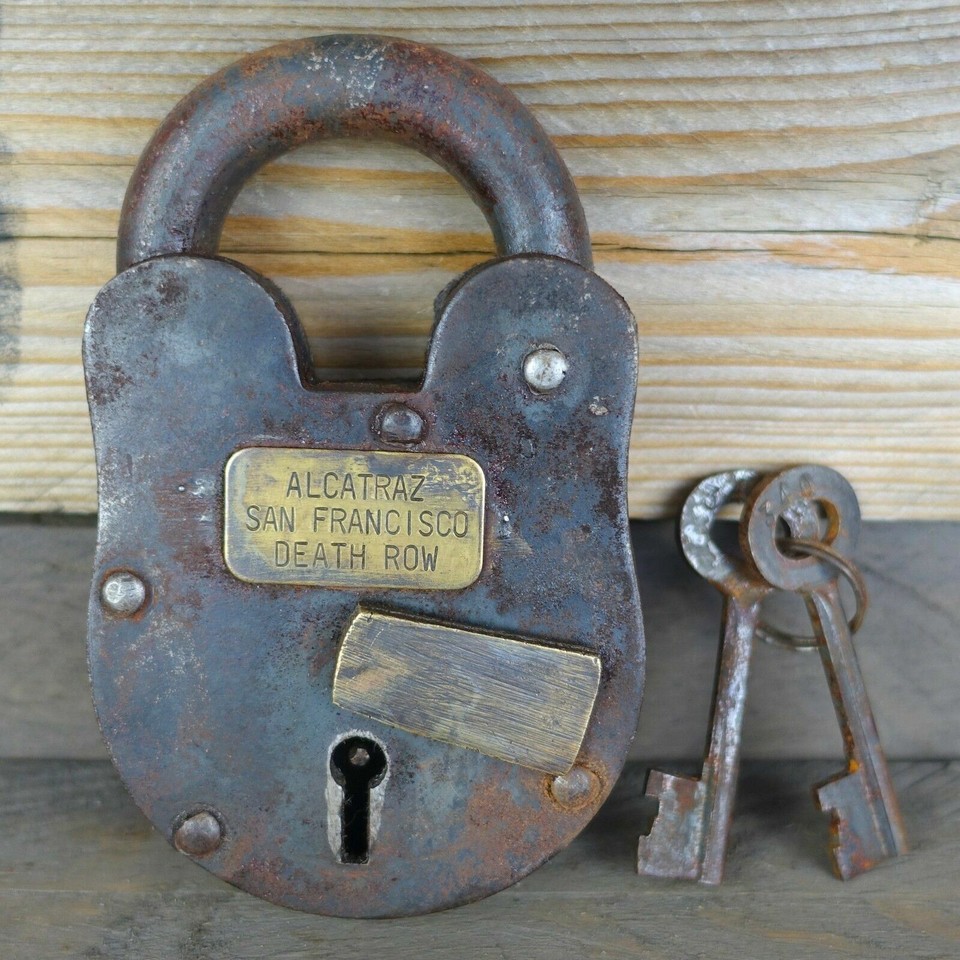Alcatraz San Francisco Death Row 3" x 5" Cast Iron Lock & Keys, Antique ...