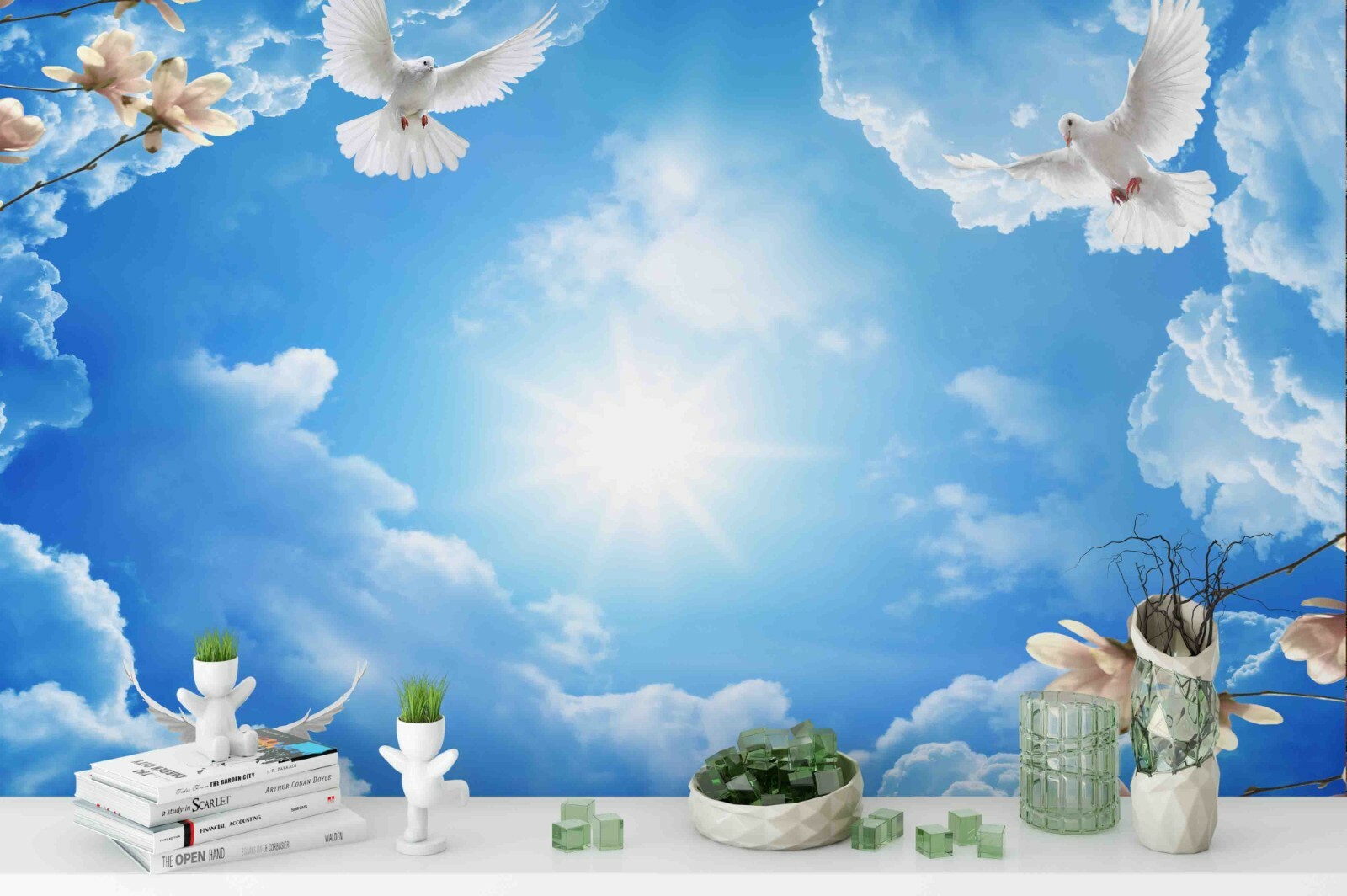 3D Doves Blue Sky Wallpaper Wall Mural Self-adhesive Removeable 207 | eBay